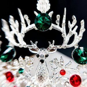 Handmade | Accessories | Christmas Crown Reindeer Crystal Tiara White ...